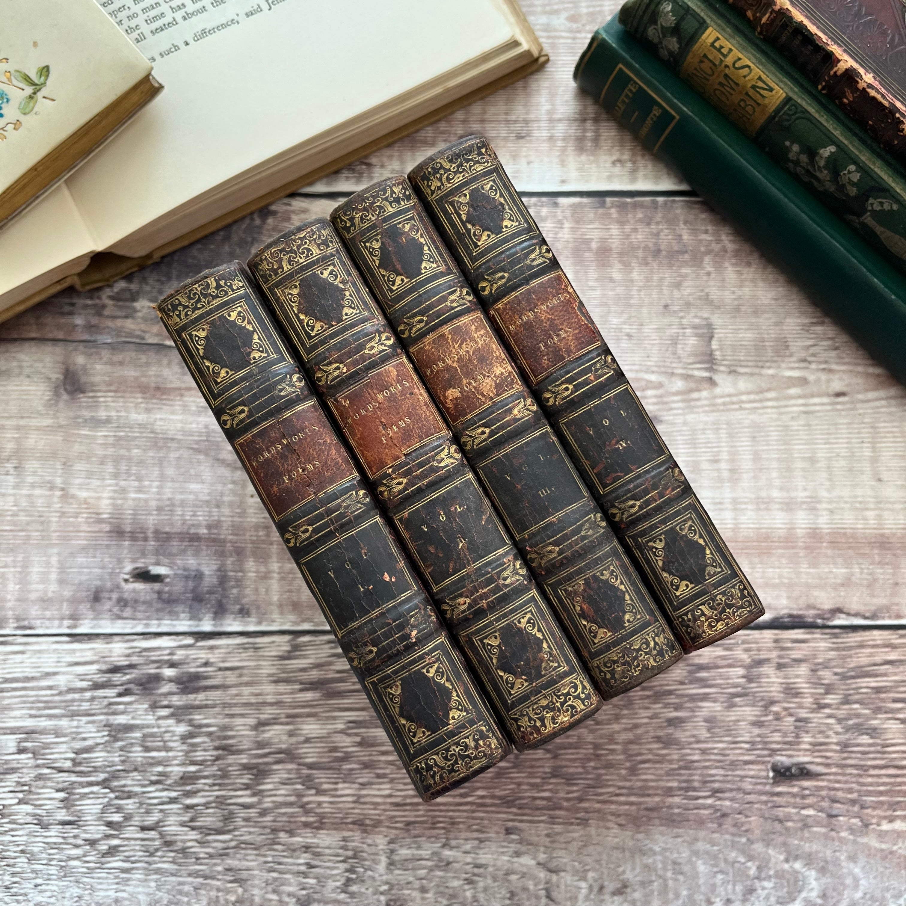 1832 Four Volume Collection of William Wordsworth Poems Poetry Full Le ...